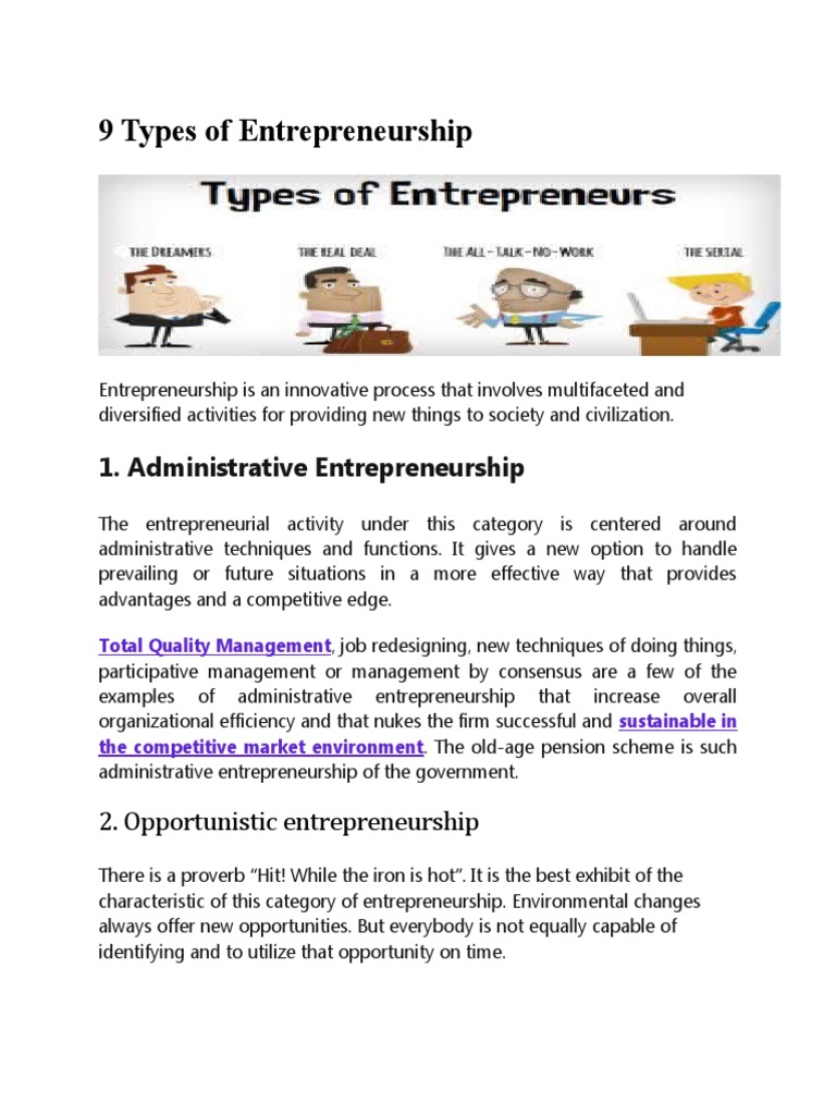 3.1 9 Types of Entrepreneurship | PDF | Entrepreneurship | Business