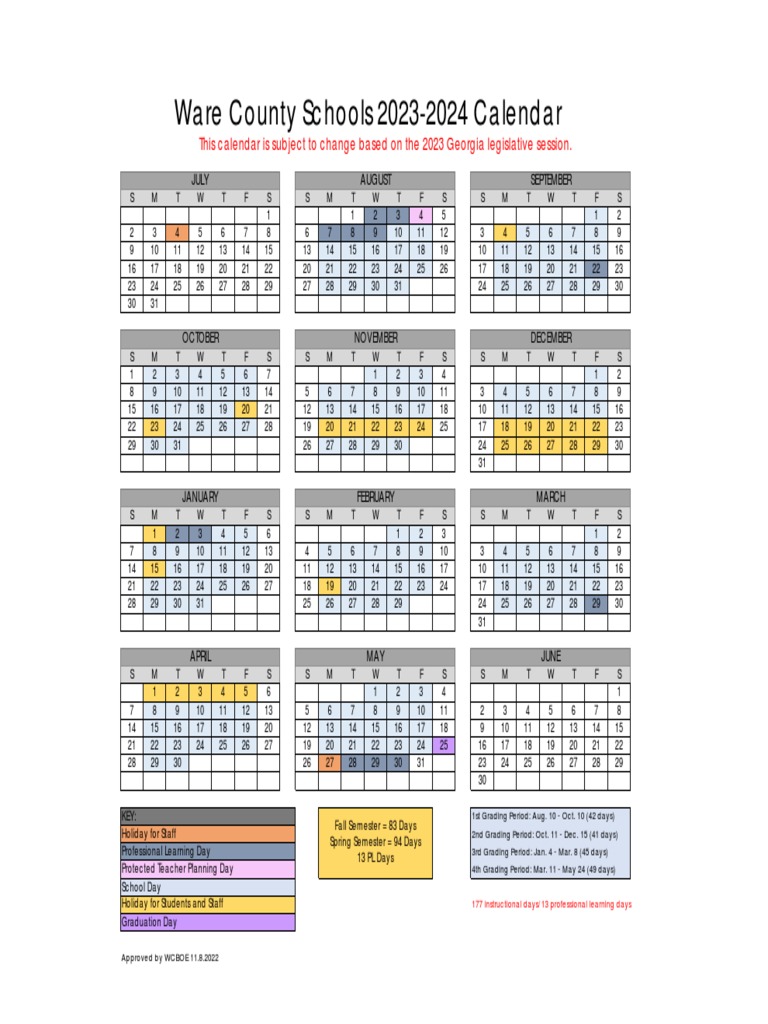 2023-2024 WCS Block Calendar | PDF | Schools | Educational Institutions