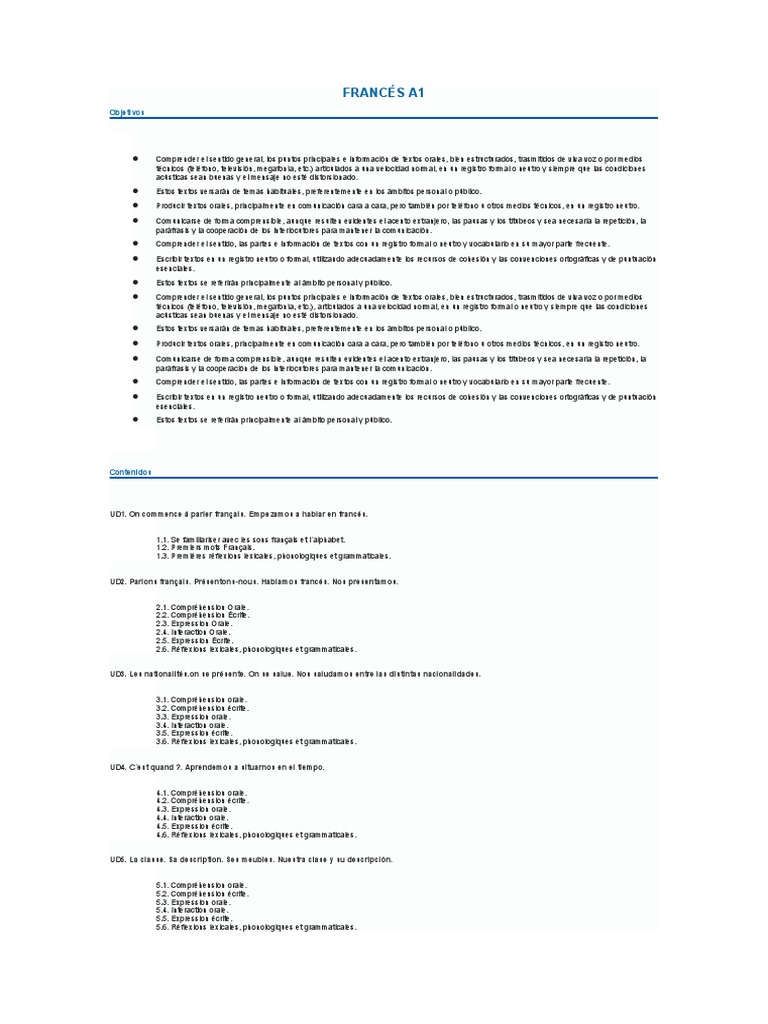 Curso Básico de Francés A1 | PDF