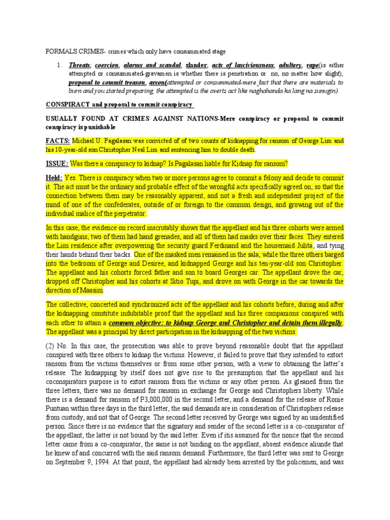 Legal Analysis of Conspiracy Cases | PDF | Conspiracy (Criminal) | Crimes