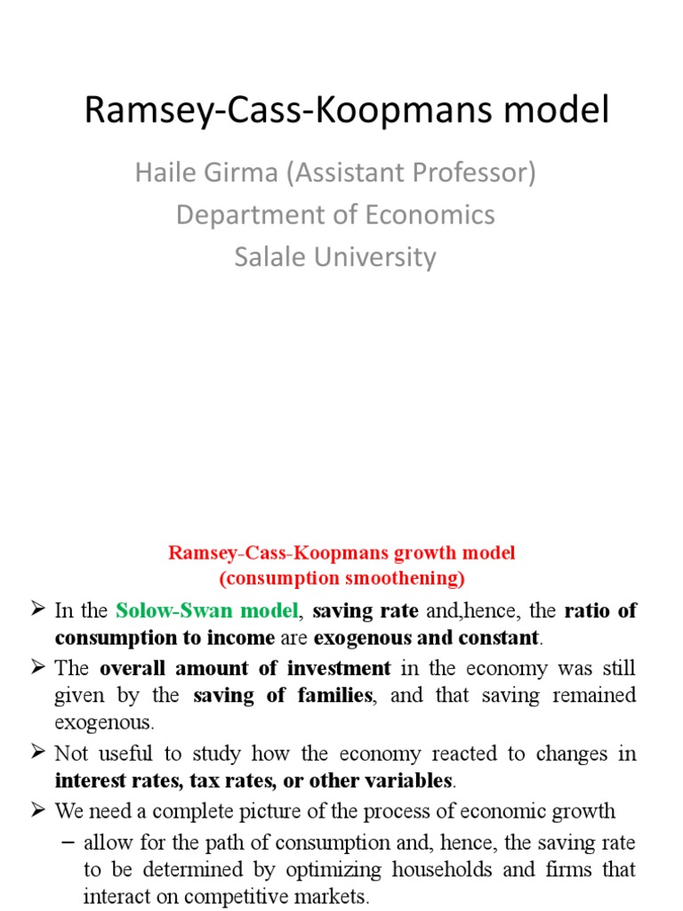 Ramsey-Cass-Koopmans Growth Model | PDF | Economies | Economics