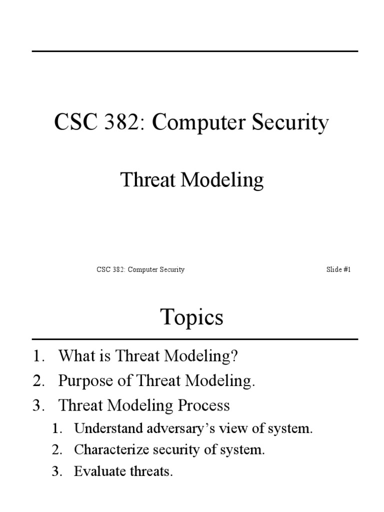 Threat Modeling Pdf Security Computer Security