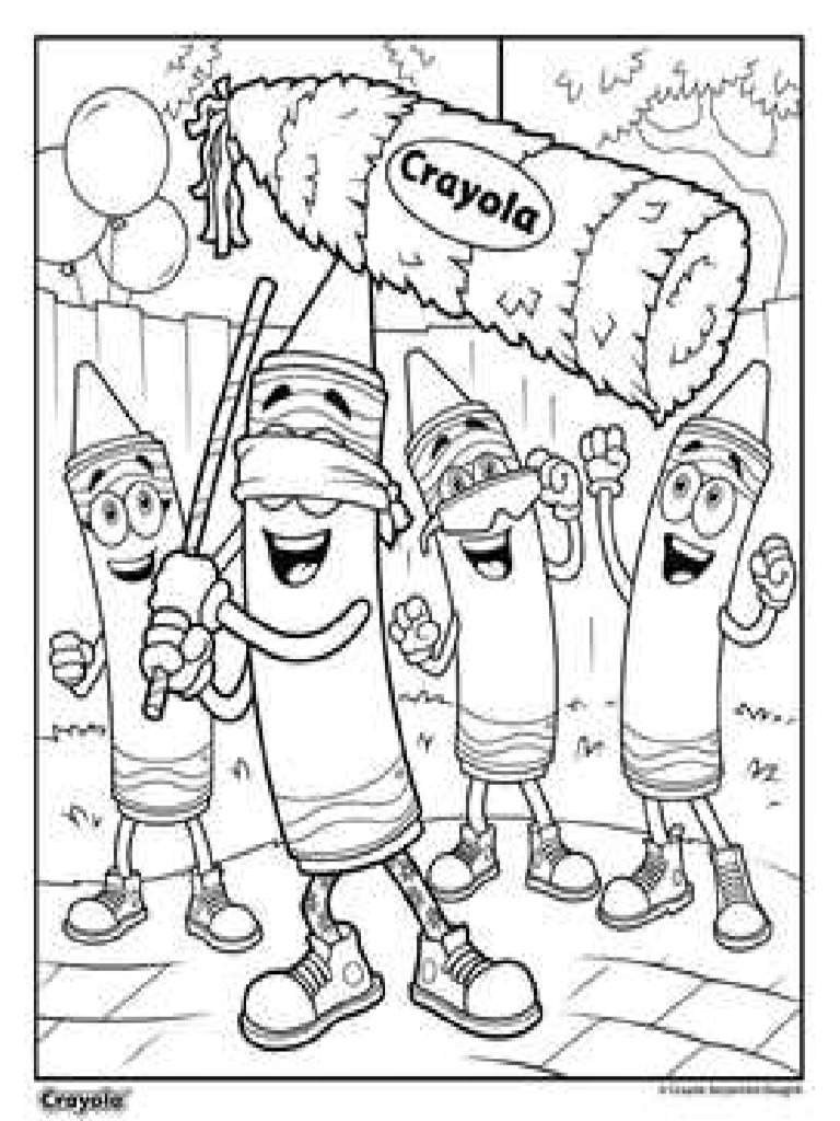 Crayola 64 Count Crayon Birthday Pinata Coloring Page | PDF