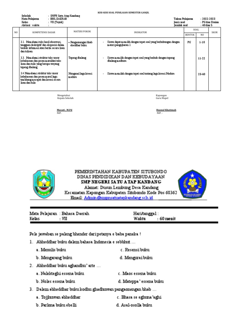Bad 7 Soal Ganjil 2022-2023-1 | PDF