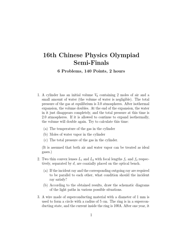 16th Chinese Physics Olympiad Problems | PDF | Stars | Universe