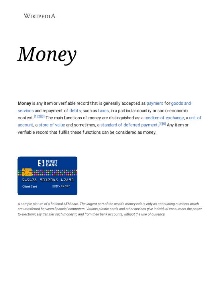 Money - Wikipedia | PDF | Money | Money Supply