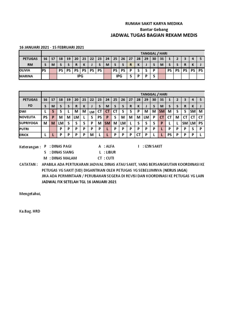 Jadwal RM Dan Fo 2021 | PDF