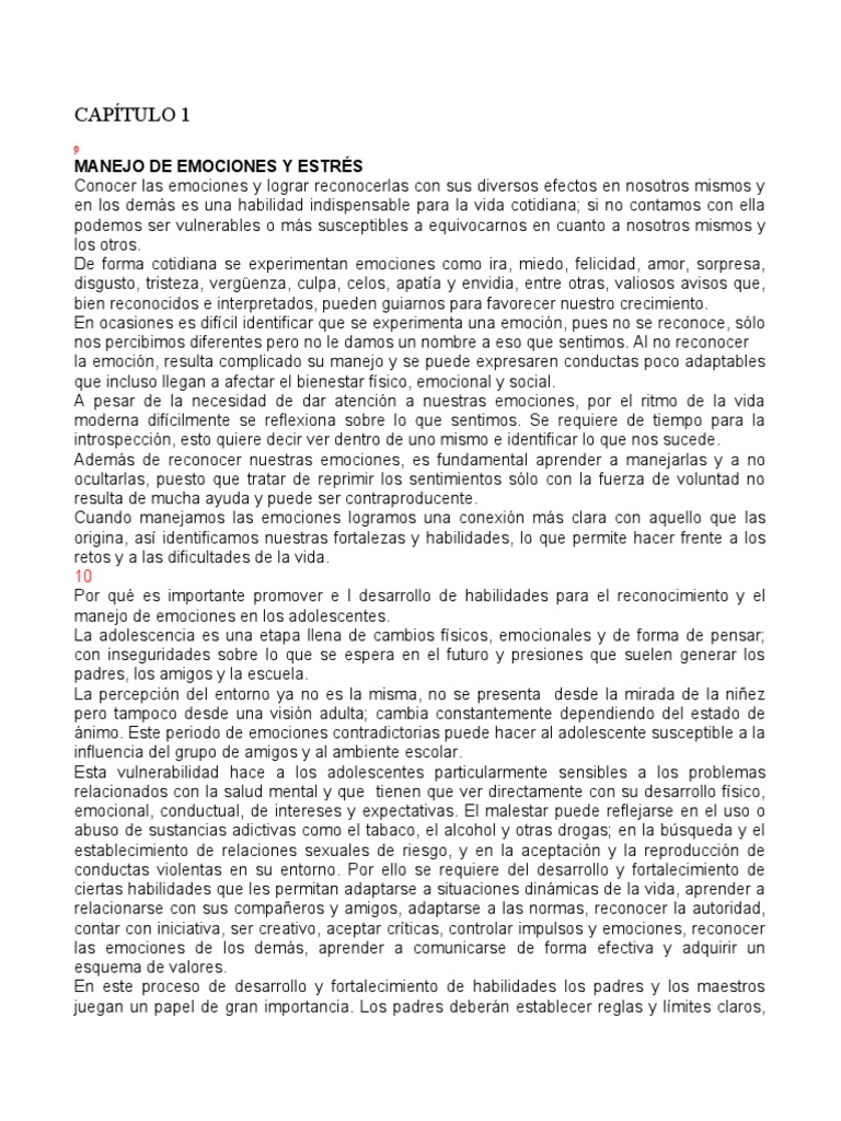 Manejo De Emociones Pdf Las Emociones Pensamiento