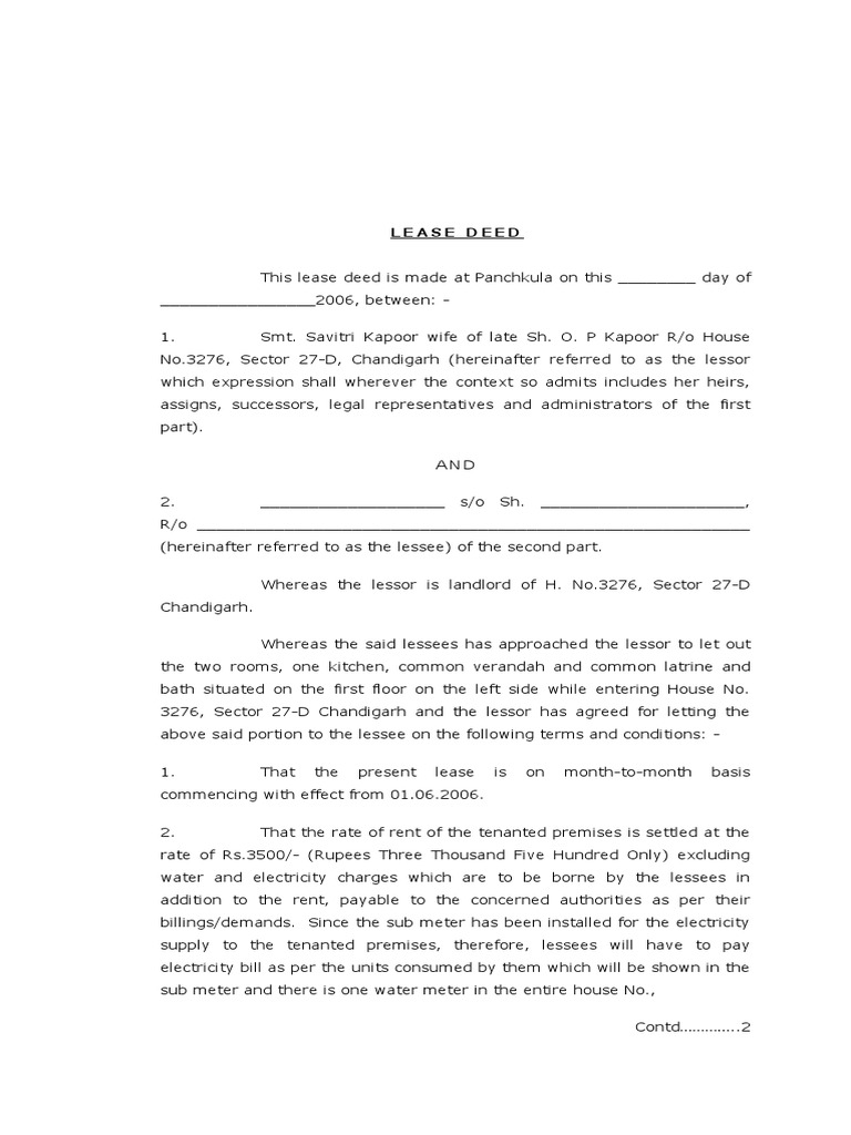Lease Deed Details | PDF | Lease | Leasehold Estate