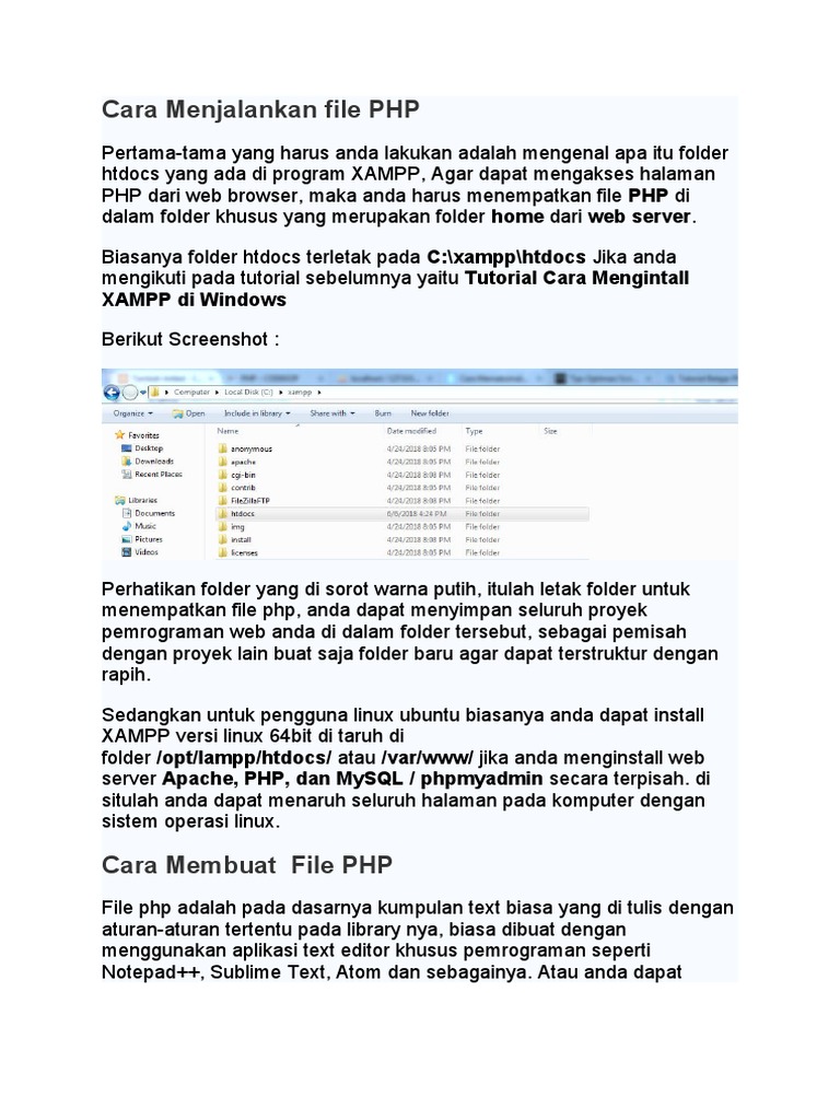 Cara Menjalankan Dan Membuat File PHP | PDF
