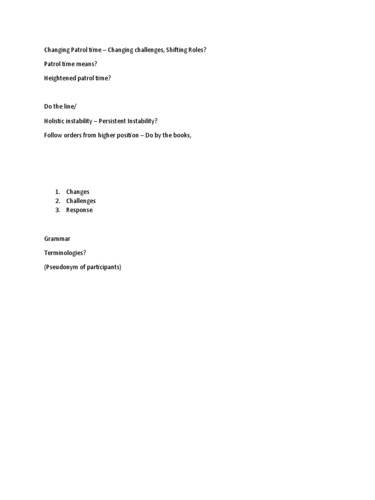 Patrol Time: Shifts and Challenges | PDF