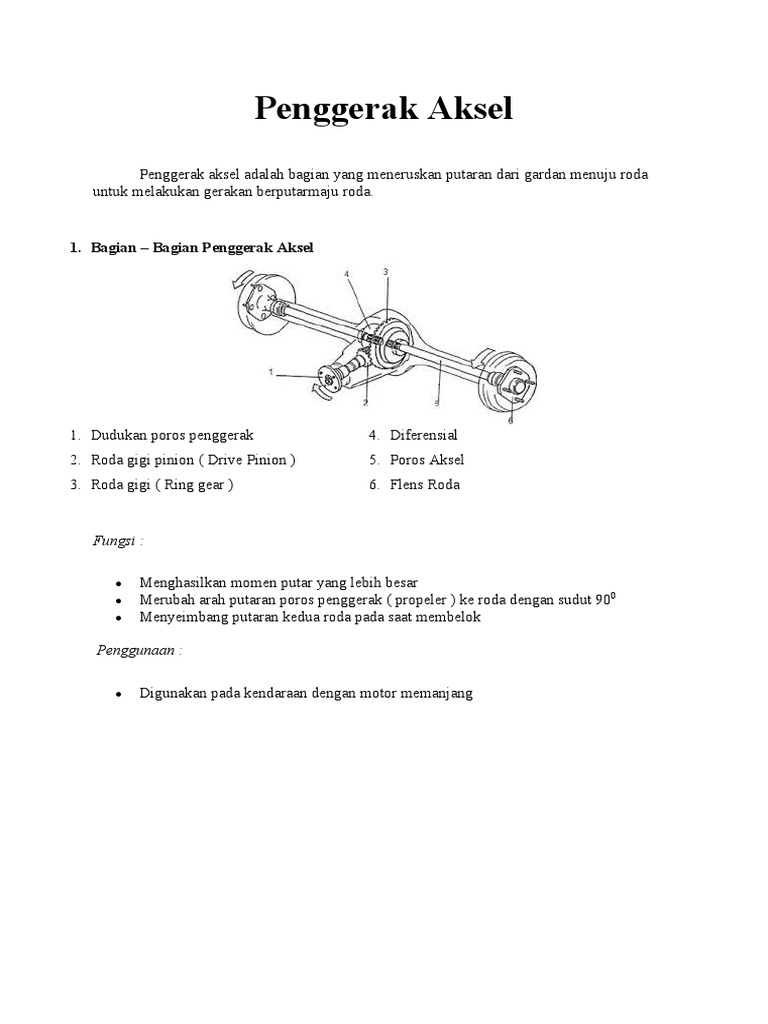 Komponen dan Fungsi Penggerak Aksel | PDF