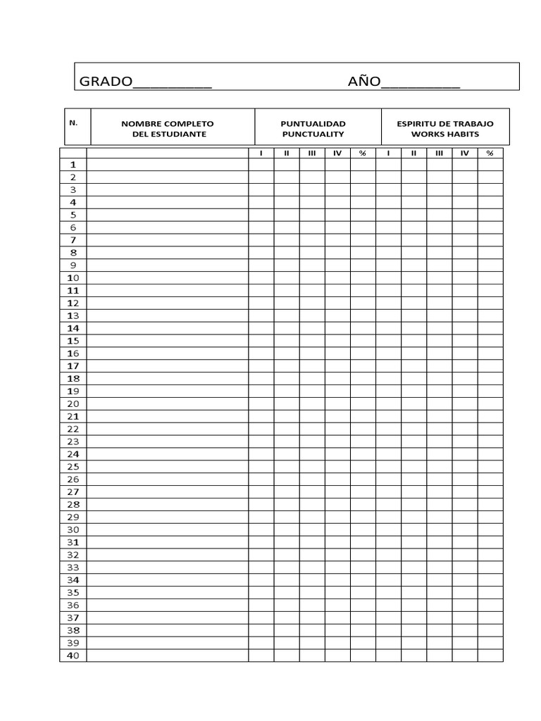 Formato para Libro de Notas Parciales | PDF
