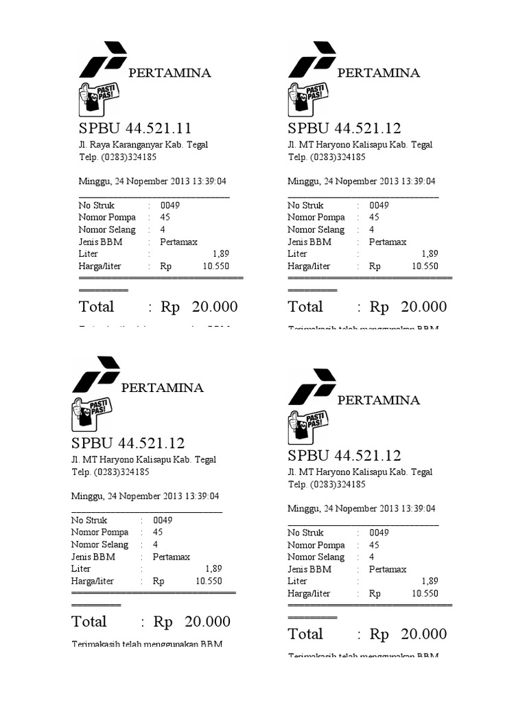 Struk Bensin Editan | PDF
