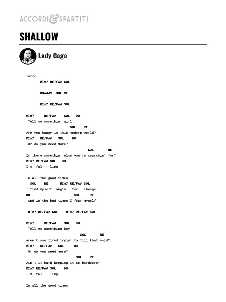 SHALLOW Accordi 100% Corretti - Lady Gaga | PDF