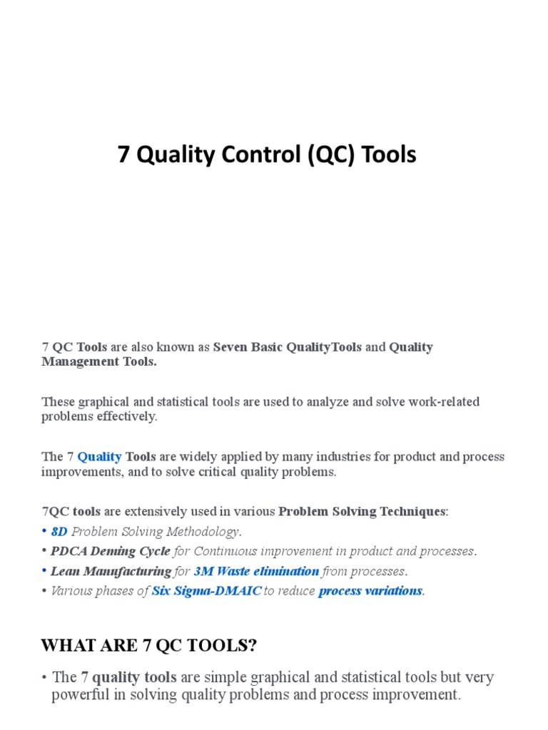 Overview of 7 Quality Control Tools | PDF | Scatter Plot | Histogram
