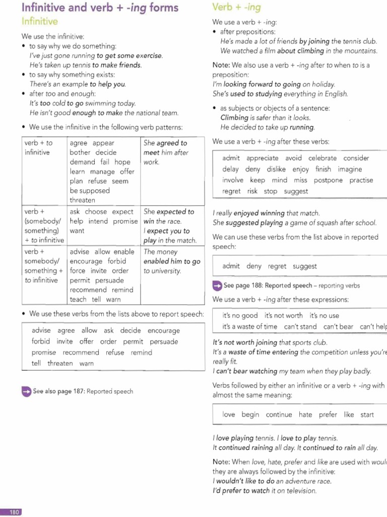Verbs -ing-infinitive (1) | PDF | Verb | Linguistics
