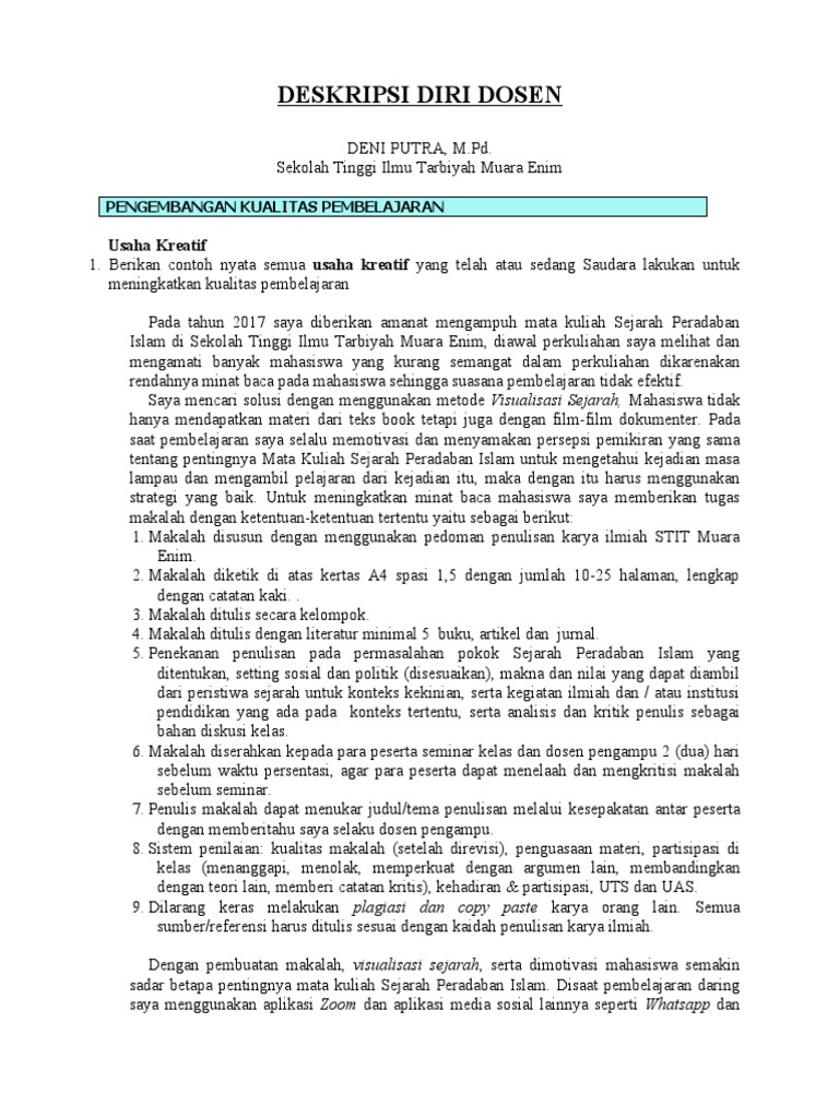 Deskripsi Diri Dosen | PDF