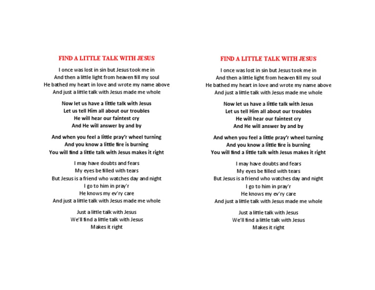 Find A Little Talk With Jesus | PDF