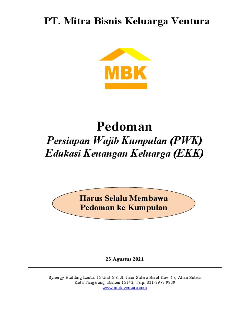 Panduan PWK MBK Konvensional 23 Agustus 2021 25% | PDF
