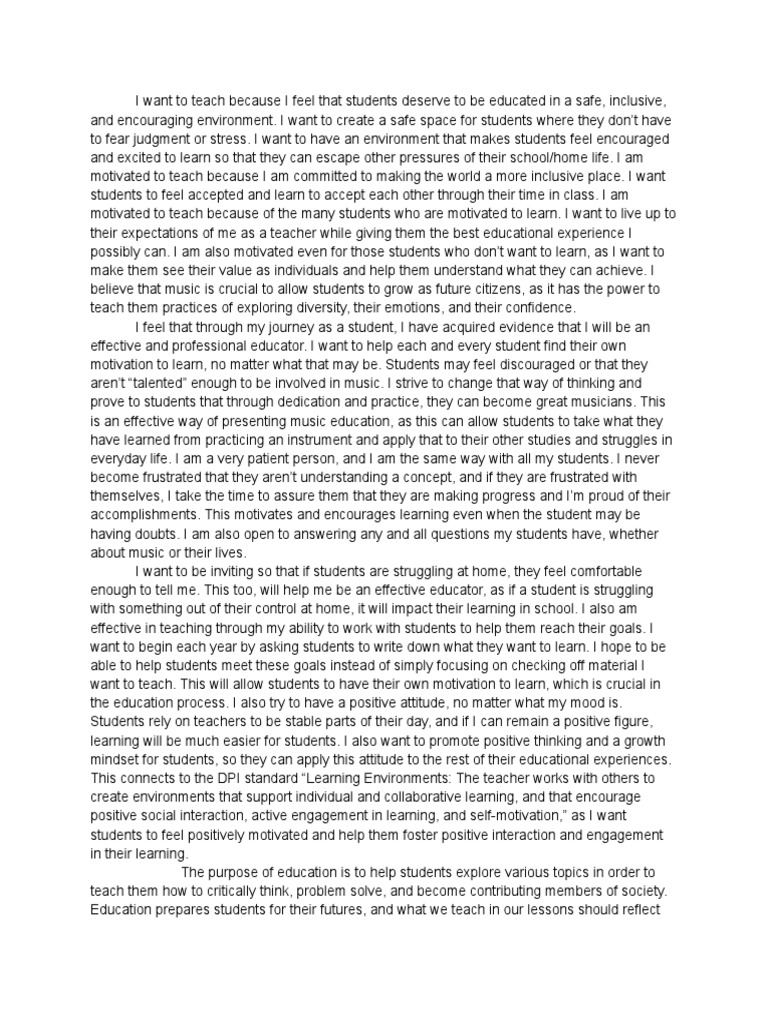 Philosophy Statement | PDF | Teachers | Learning