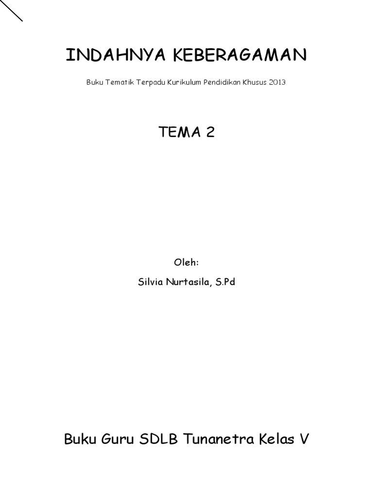 Buku Guru Tema 2 Indahnya Keberagaman New | PDF