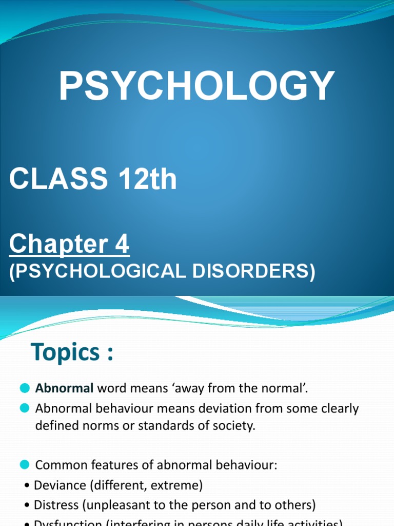 Psychological Disorders in Class 12 | PDF | Mental Disorder | Psychology