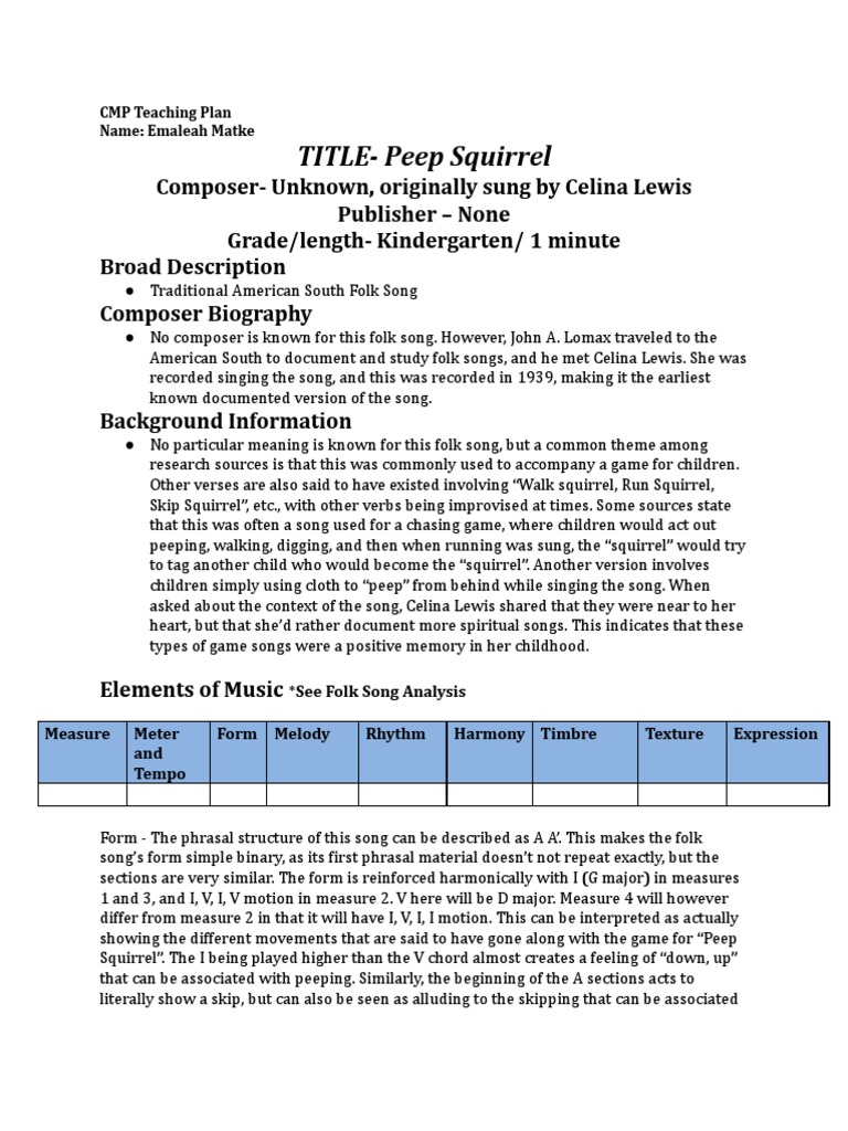 CMP Analysis For Peep Squirrel | PDF | Harmony | Songs