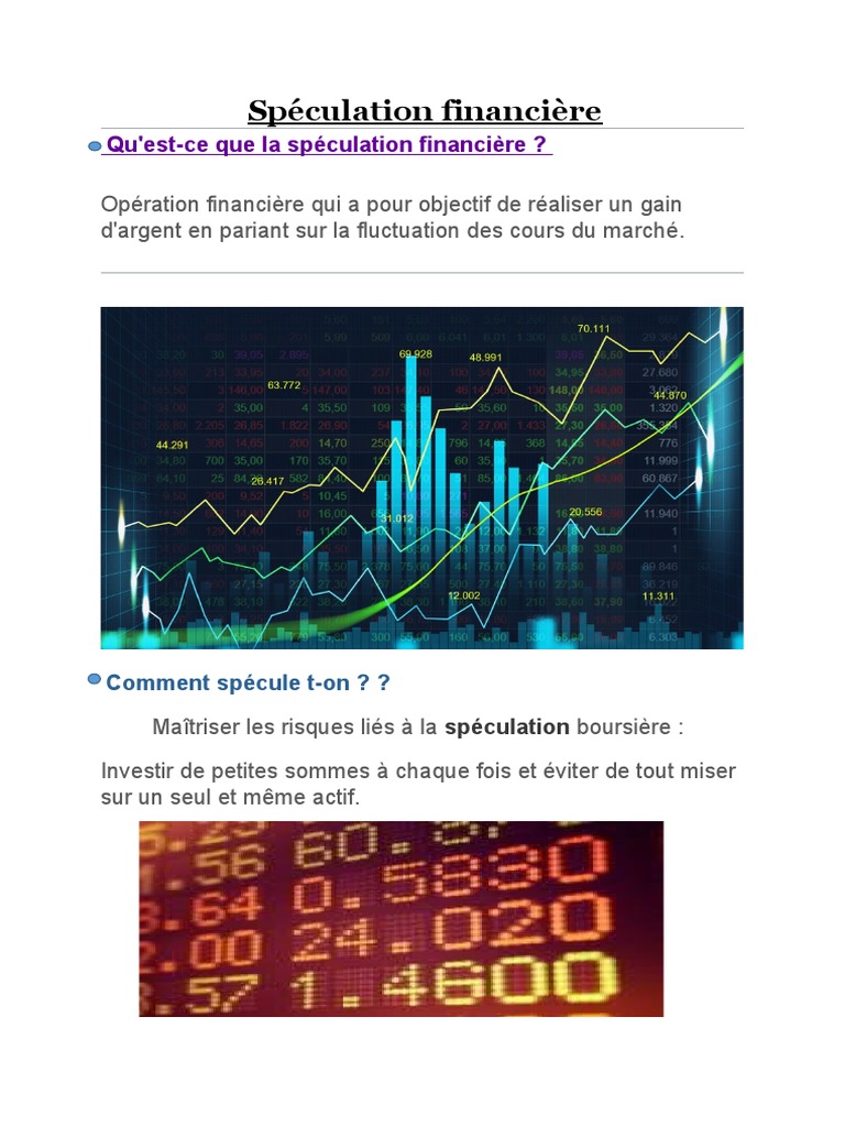 Définition de la spéculation financière | PDF