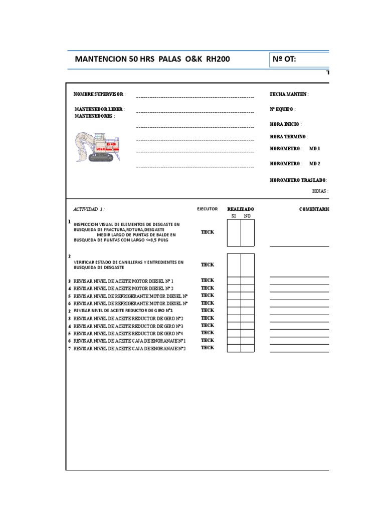 Pautas Mantencion Palas RH 200 | PDF | Bomba | Turbocompresor