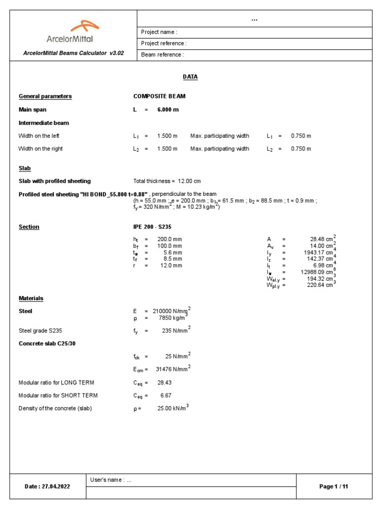 ArcelorMittal Beams Calculator | Download Free PDF | Bending | Beam ...