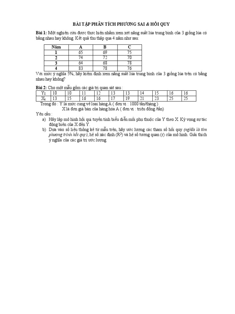 Bai Tap Phan Tich Phuong Sai | PDF