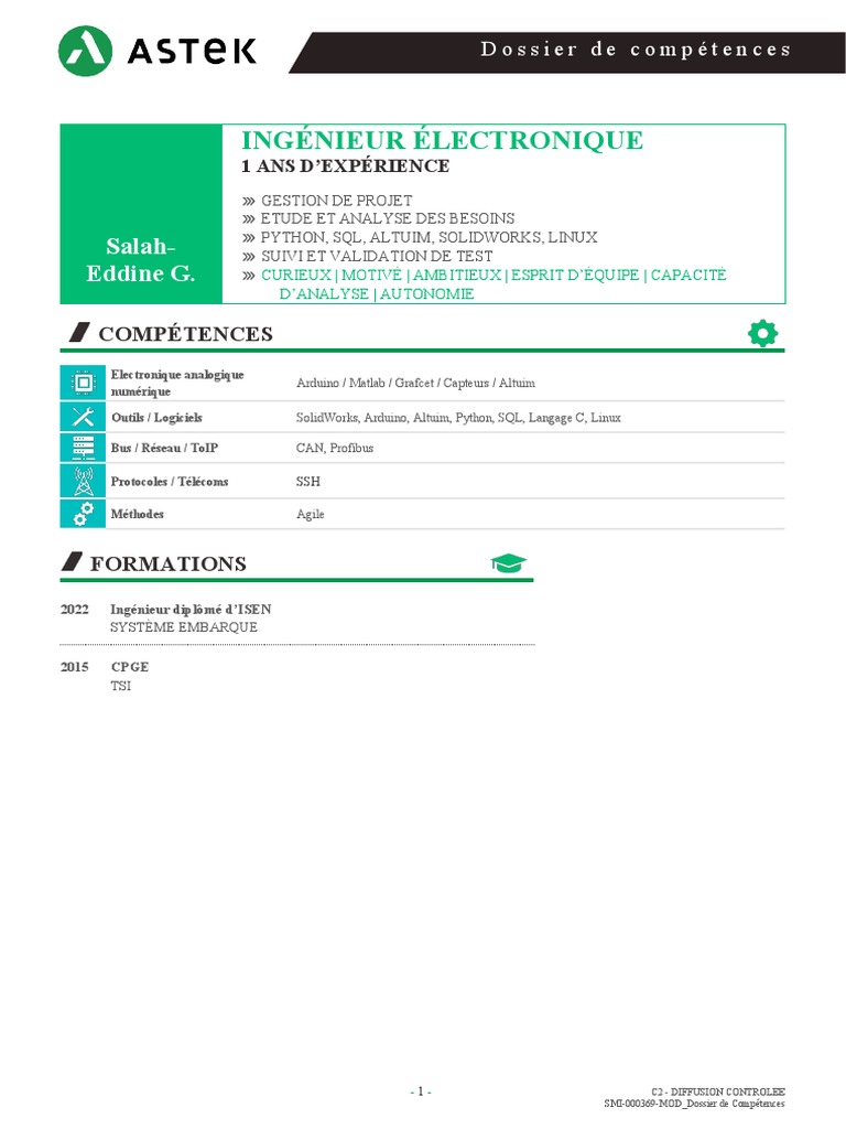 Dossier de compétences - Salah-Eddine G. | PDF | Arduino | Âge de l ...