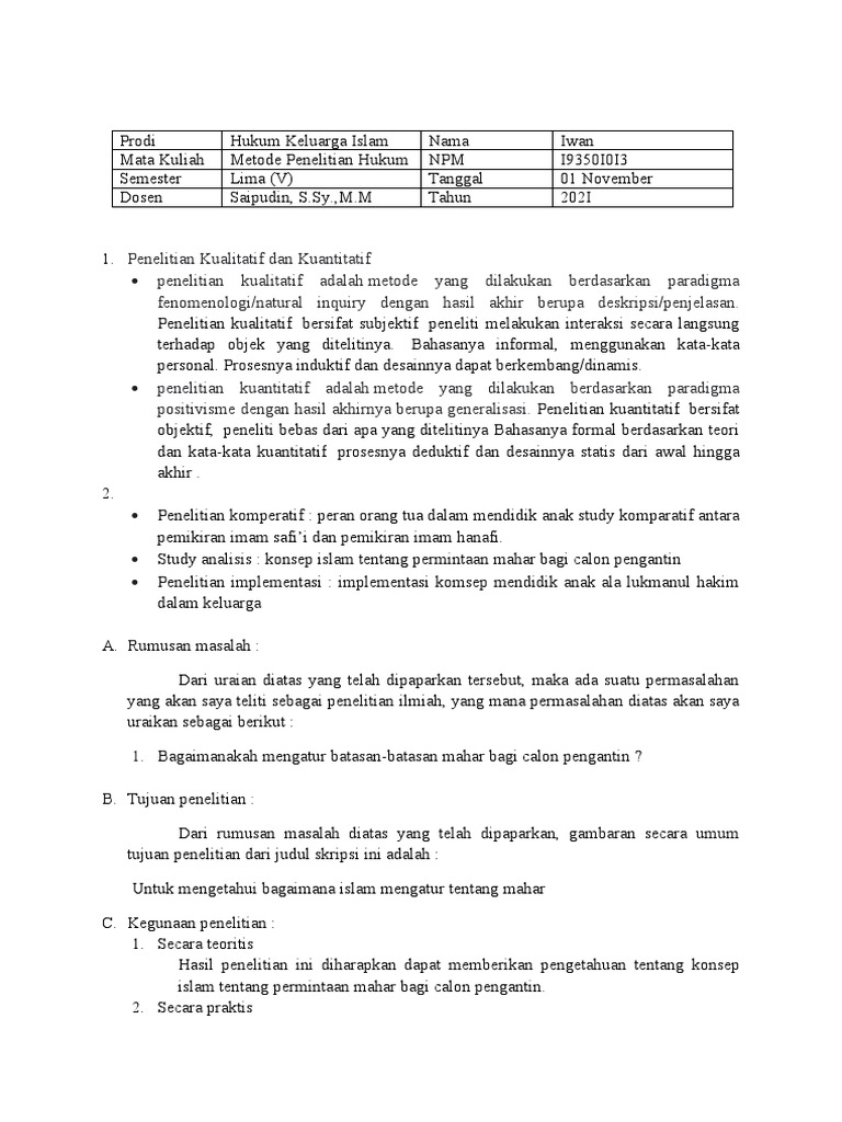 Pengajuan Judul Skripsi Iwan | PDF