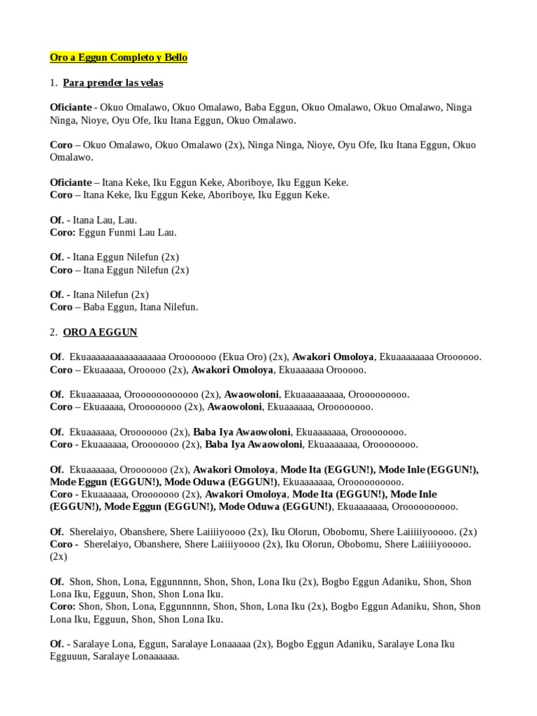 Letra de Oro a Eggun | PDF