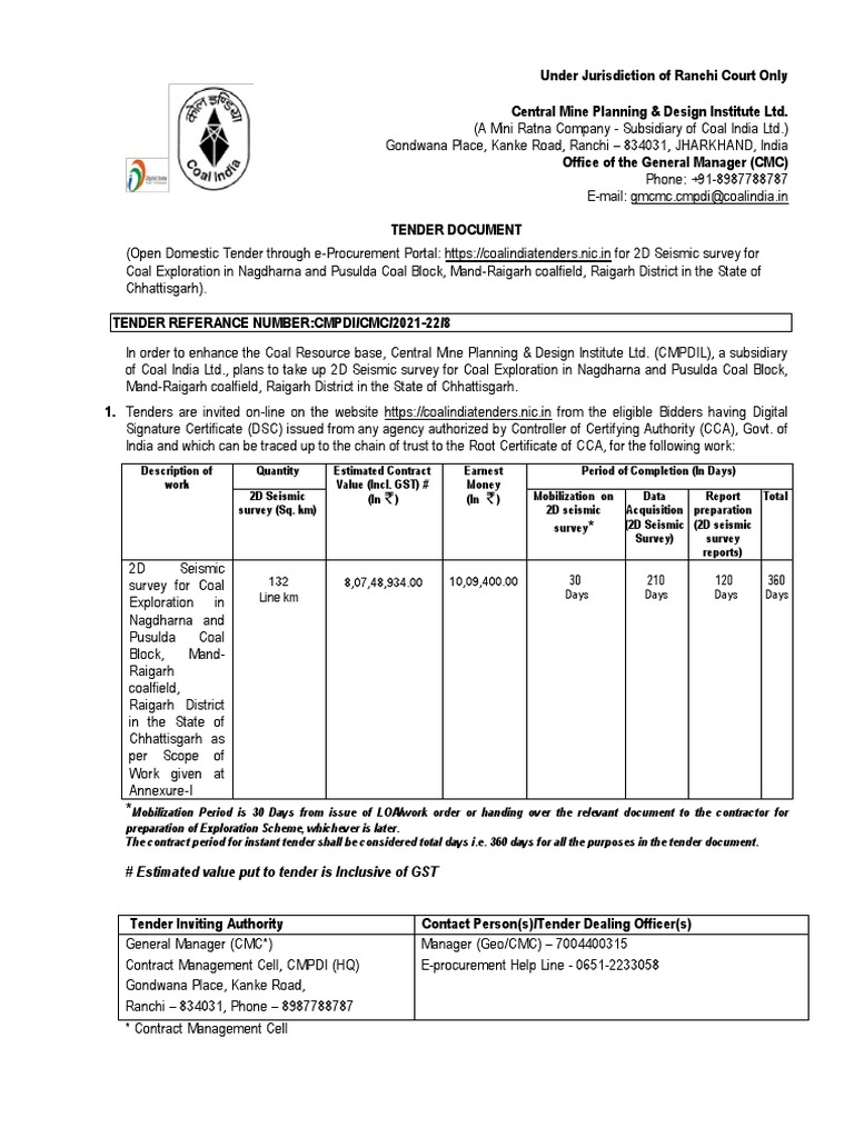 CMPDI 2D Seismic | PDF | Value Added Tax | Joint Venture