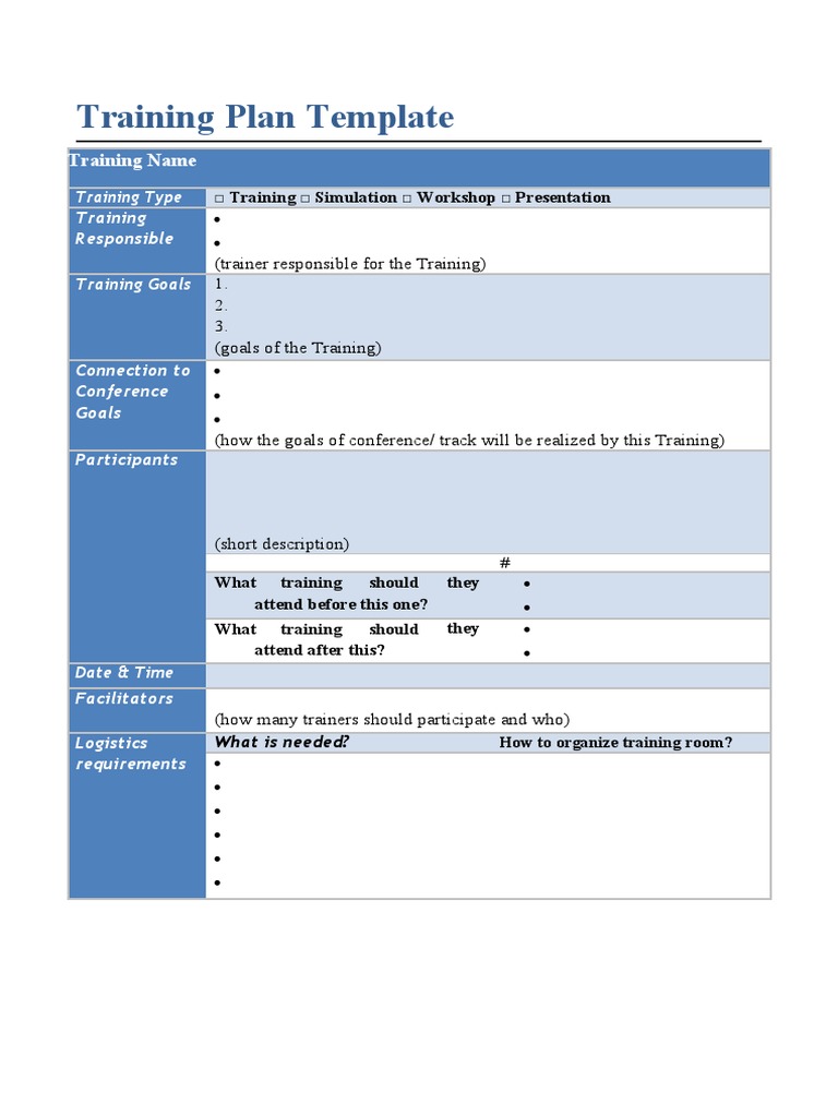 Training Plan Template 36 | PDF