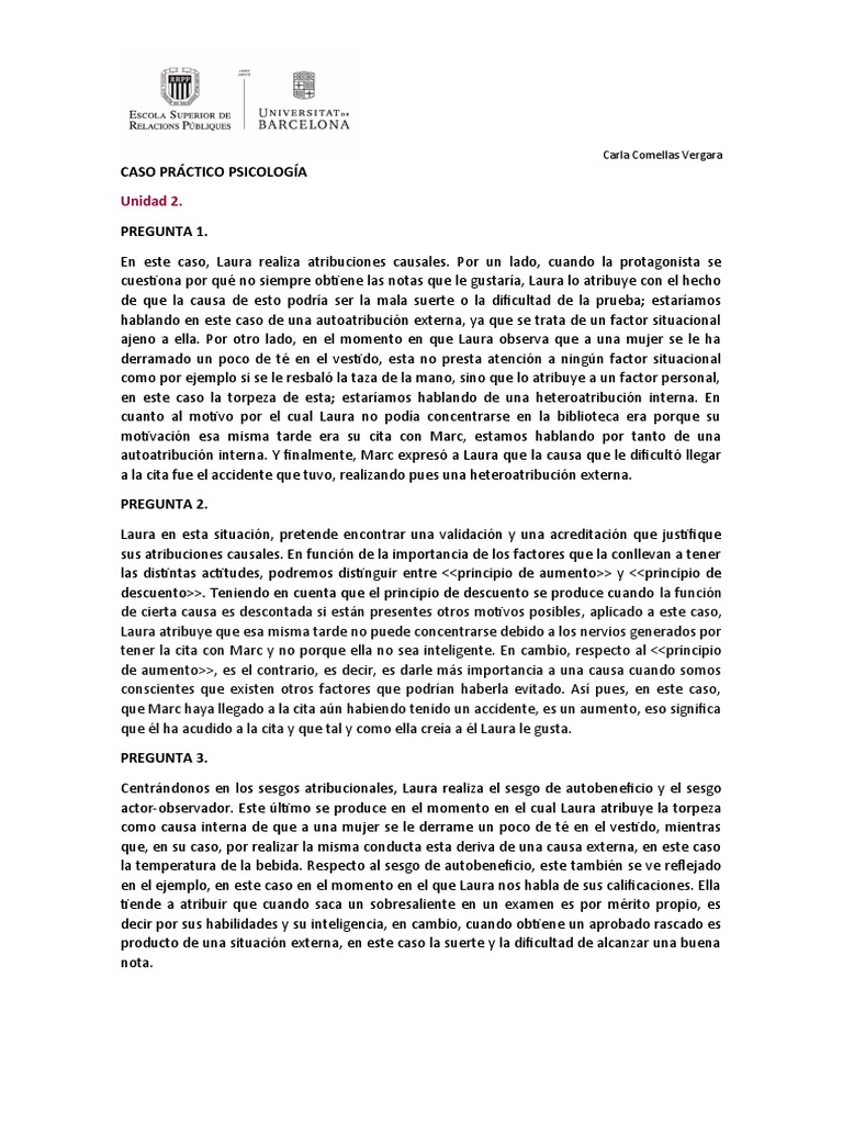 Caso Práctico Psicología-U2 | PDF | Parcialidad | Motivación