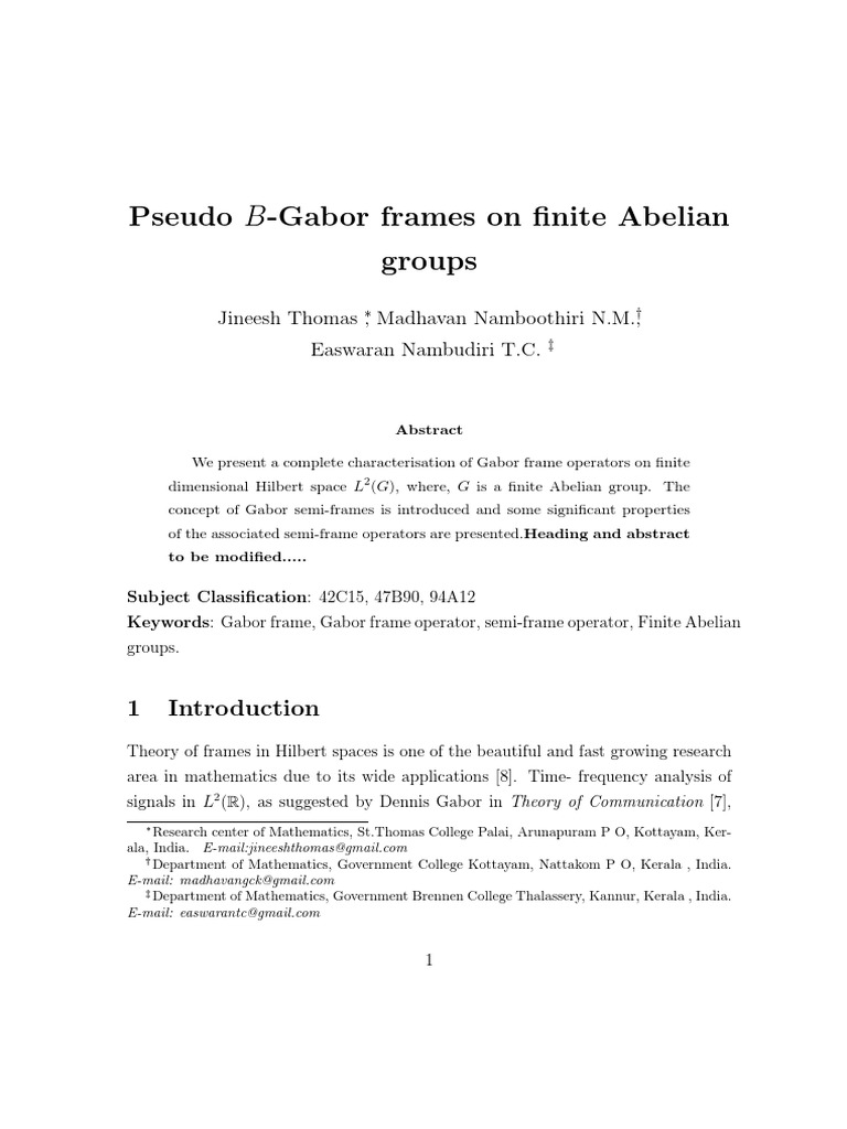Gabor Analysis On LCAG 27.11.22 | PDF | Group (Mathematics) | Hilbert Space