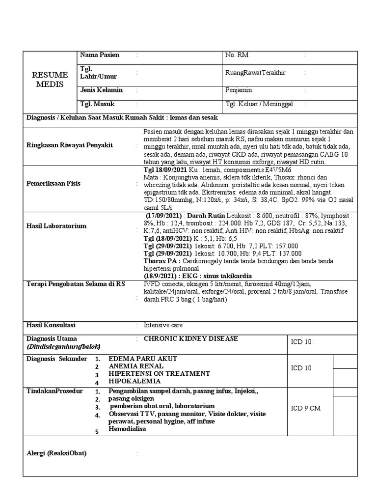 Resume Medis Contoh | PDF