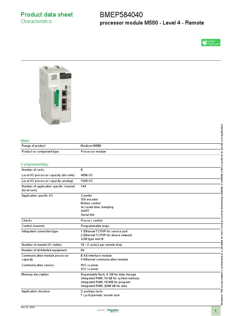 Modicon M580 - BMEP584040 | PDF | Random Access Memory | Computer Data Storage