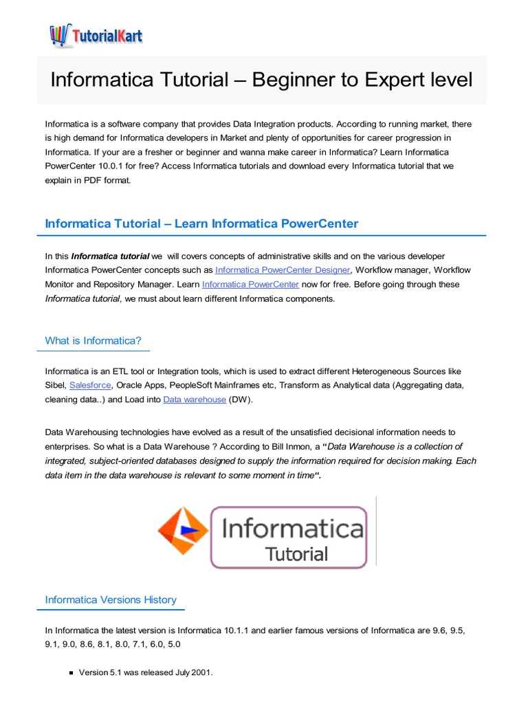 Informatica Tutorial | PDF | Data Warehouse | Information Technology ...