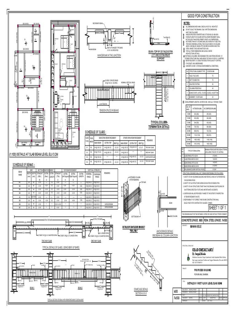 ANIL SHARMA - 2021-RC-03-FLOOR BEAM DRG - R1 CEAD-24NOV2021-Model | PDF | Beam (Structure) | Column