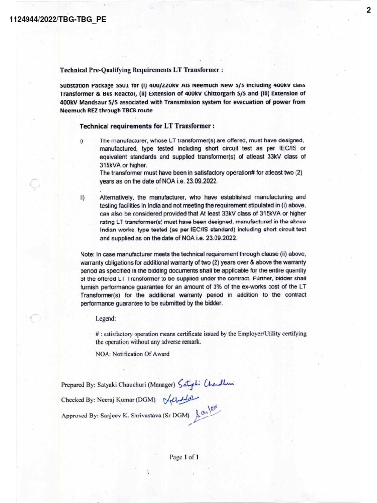 Technical Specification and NIT-2022-11!04!10!40!16 | PDF | Transformer | Specification ...