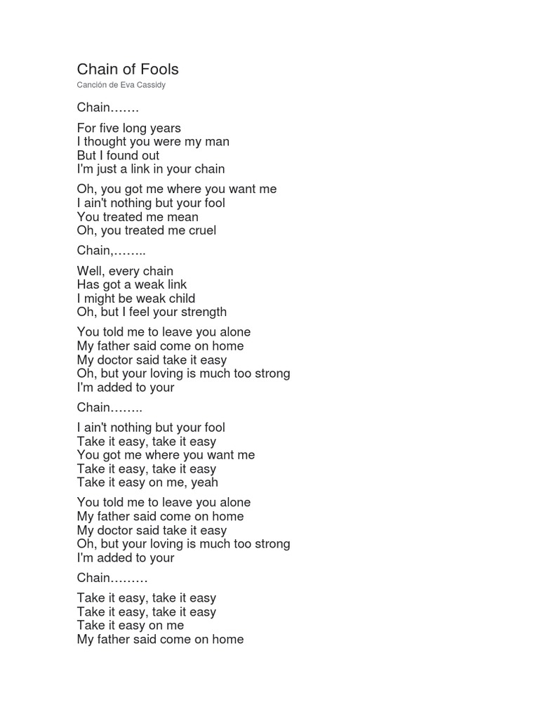 Chain of Fools by Eva Cassidy | PDF