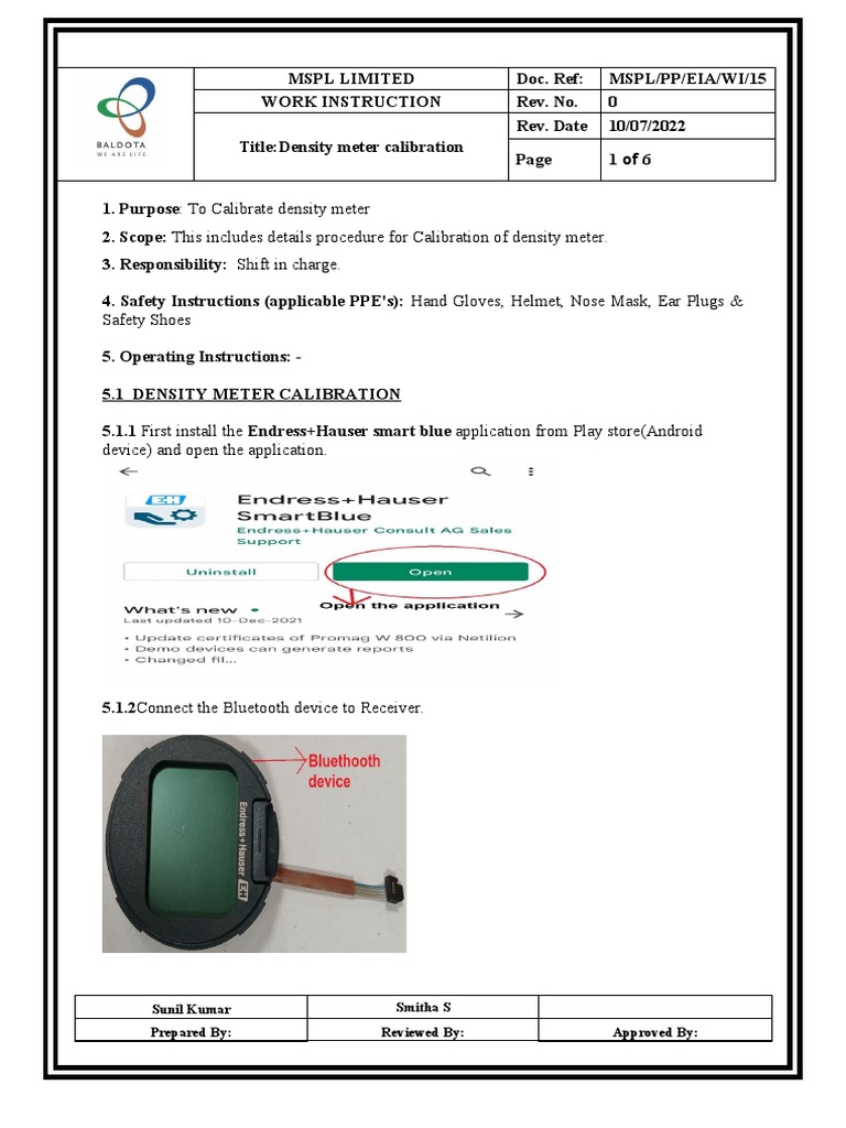 Density Meter Calibration | PDF | Calibration | Programmable Logic ...