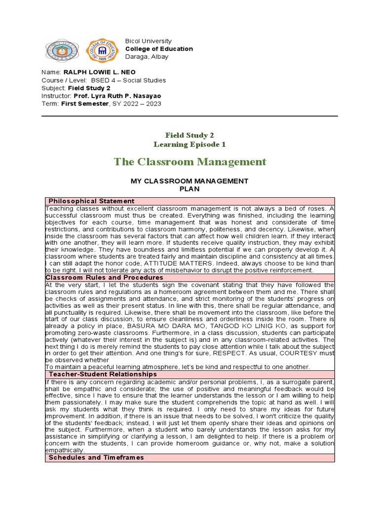 FS2-Lesson 1-Neo | Download Free PDF | Classroom Management | Cognitive Science