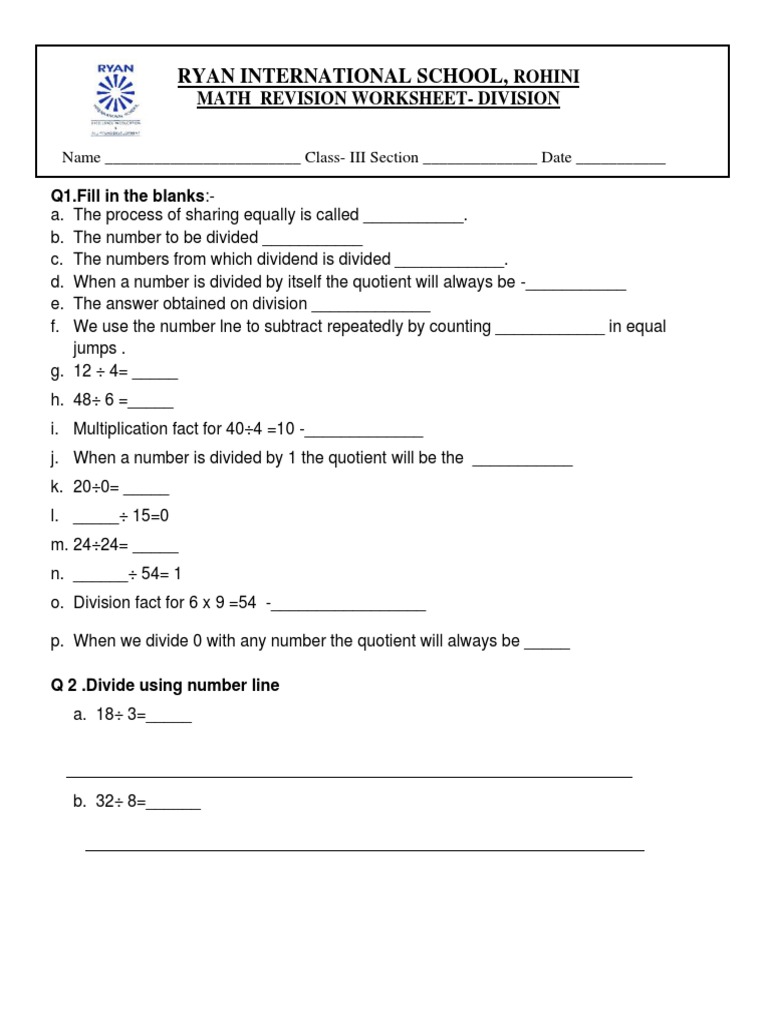 Grade 3 Math Division Worksheet | PDF