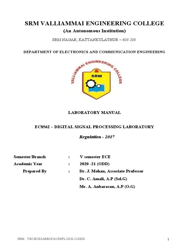 Ec8562 DSP Manual | PDF | Discrete Fourier Transform | Fast Fourier Transform
