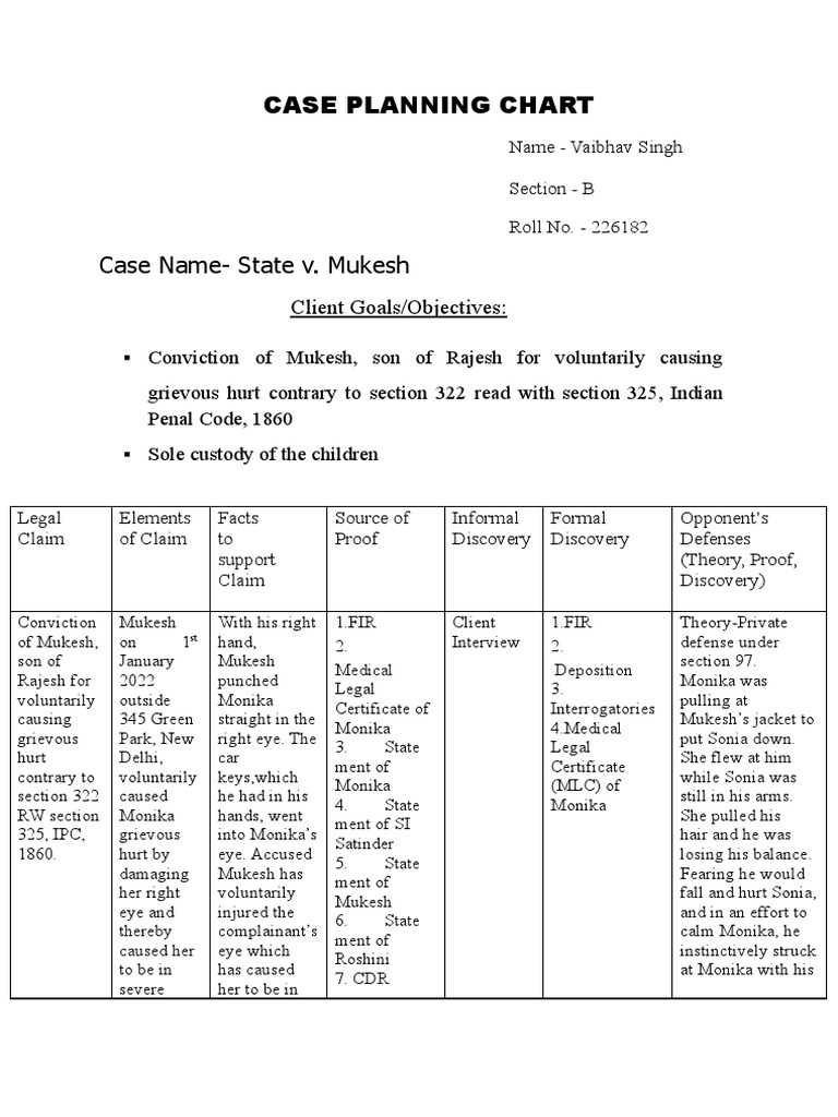 Case Planning Chart Final | PDF | Government | Misconduct